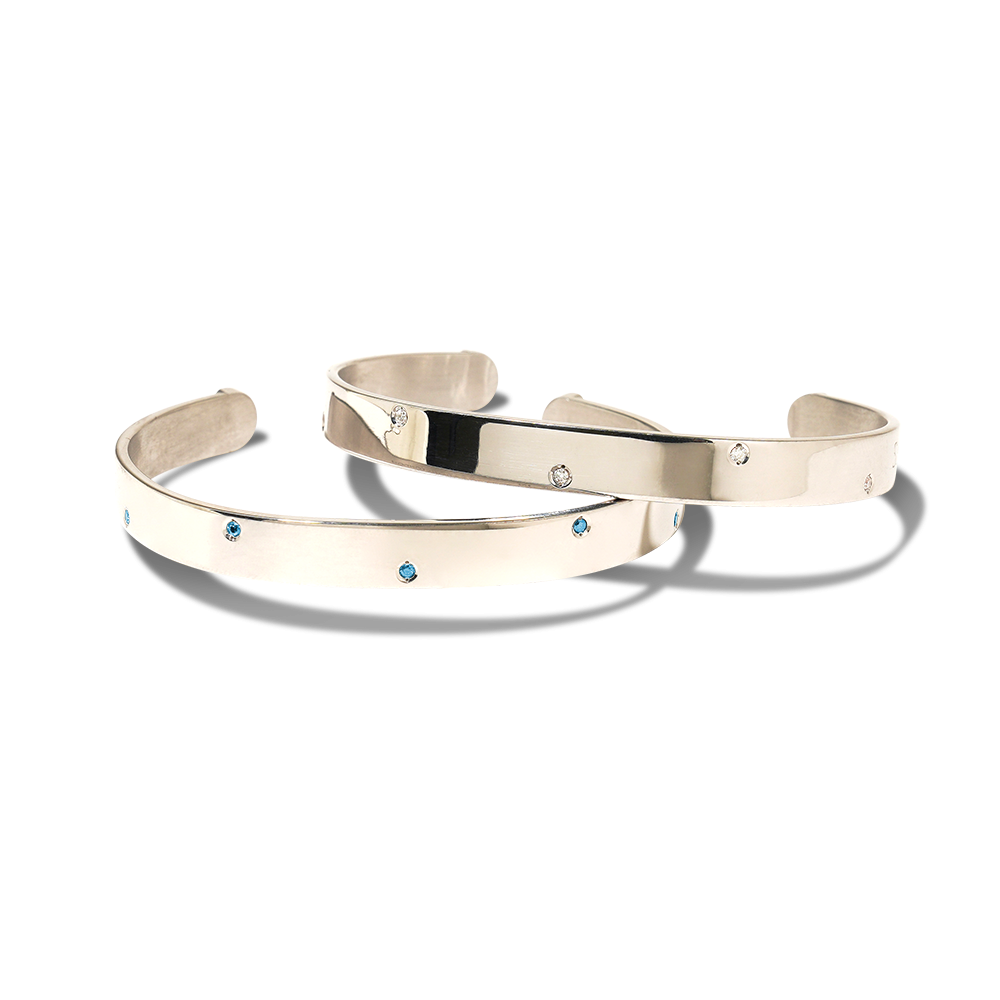 White Gold Plated Natural Diamond Fashion Bangle #F-WD – SABONA